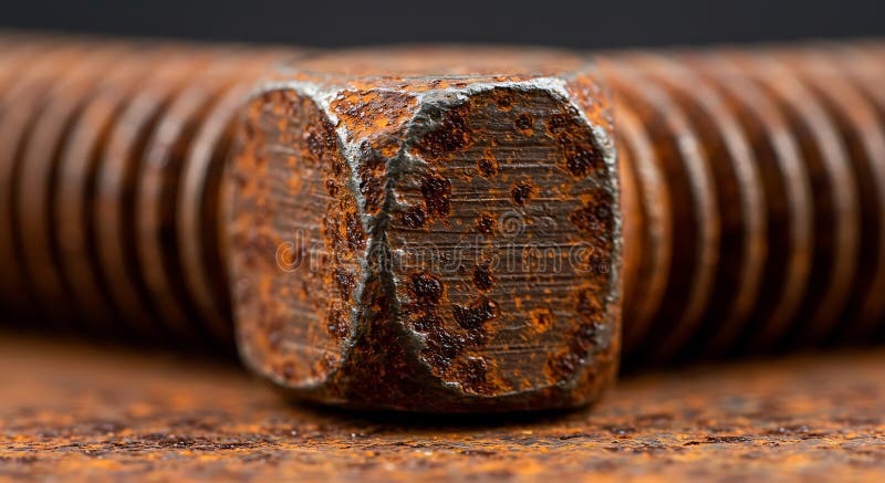 Close Up of a Rusty Metal Bolt and Threads Stock Illustration ...