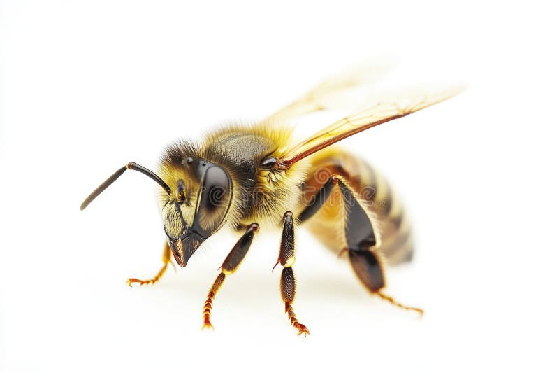 A Detailed View of a Single Bee Sitting on a White Surface Stock Image ...