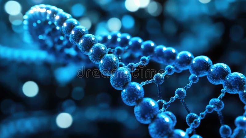A Detailed View of a Single Strand of Blue DNA Molecule Stock Video ...