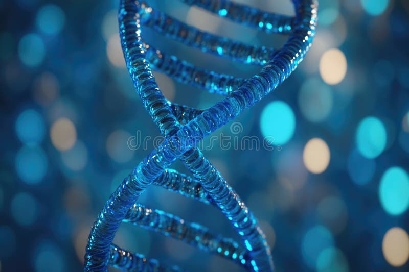 A Detailed View of a Single Strand of Blue DNA, Suitable for Scientific ...