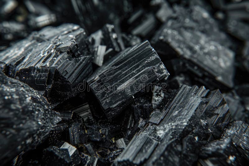 A Detailed View of Small, Dark Crystals Stock Photo - Image of stone ...