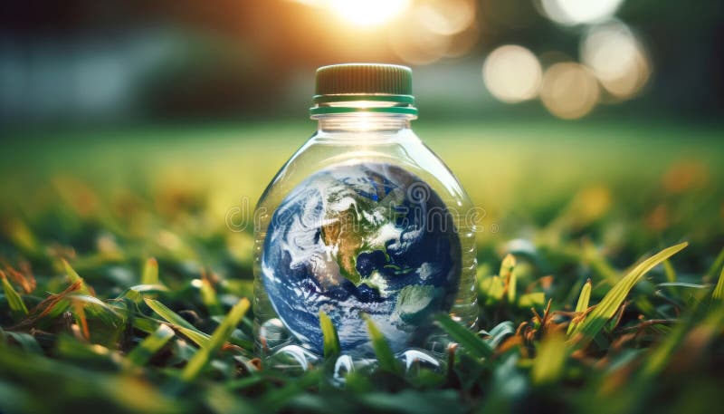 A Detailed View of a Small Earth Contained within a Plastic Bottle ...