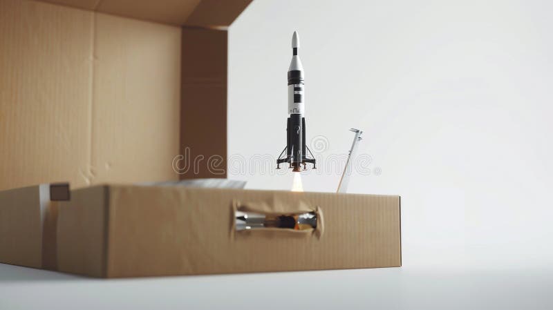 Detailed View of a Small Rocket Rising from a Partially Opened ...