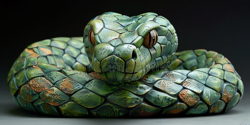 A Detailed View of a Snake Coiled on a Tables Surface Stock Image ...