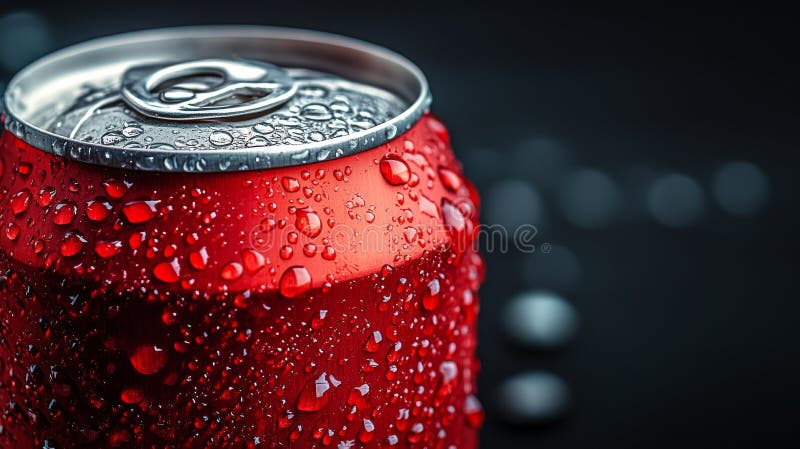 A Detailed View of a Soda Can Covered in Condensation, Highlighting Its ...