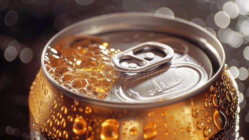 A Detailed View of a Soda Can with a Label and Pop-top Lid Stock Photo ...
