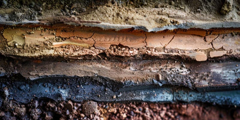 Detailed View of Soil Layers and Sediments. Generative Ai Stock ...