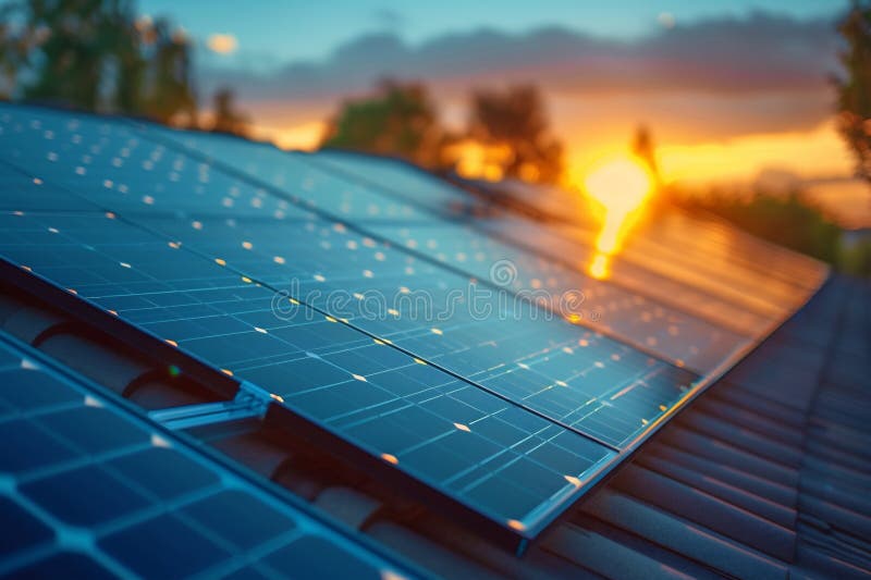 Detailed View of a Solar Panel Installed on a Rooftop, Capturing the ...