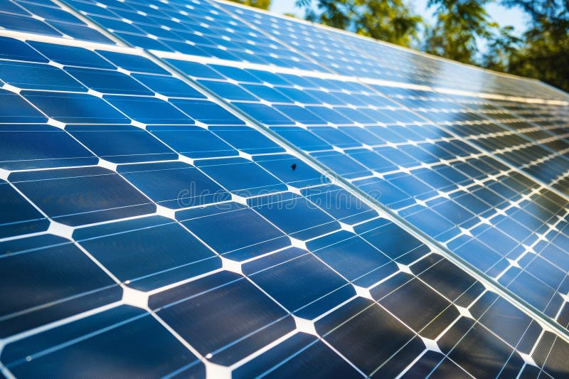 A Detailed View of a Solar Panel Set Against a Backdrop of Trees in the ...