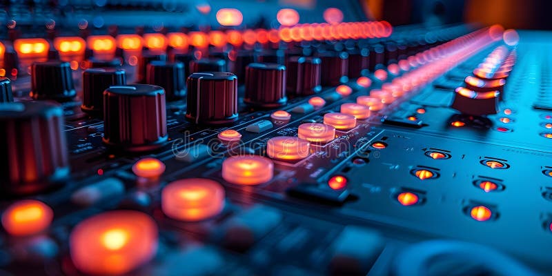 A Detailed View of a Sound Mixer Control Panel with Assorted Buttons ...