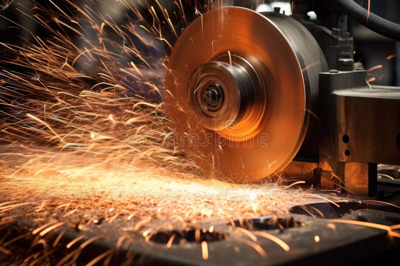 Detailed View of Sparks Flying from a Metal Grinding Machine Stock ...