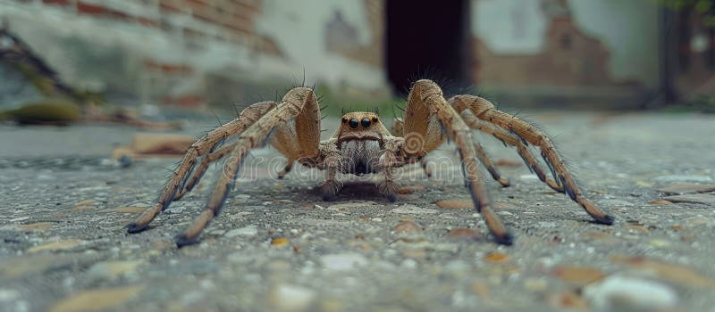 Close Up of Spider on Ground Stock Image - Image of creepy, crawling ...