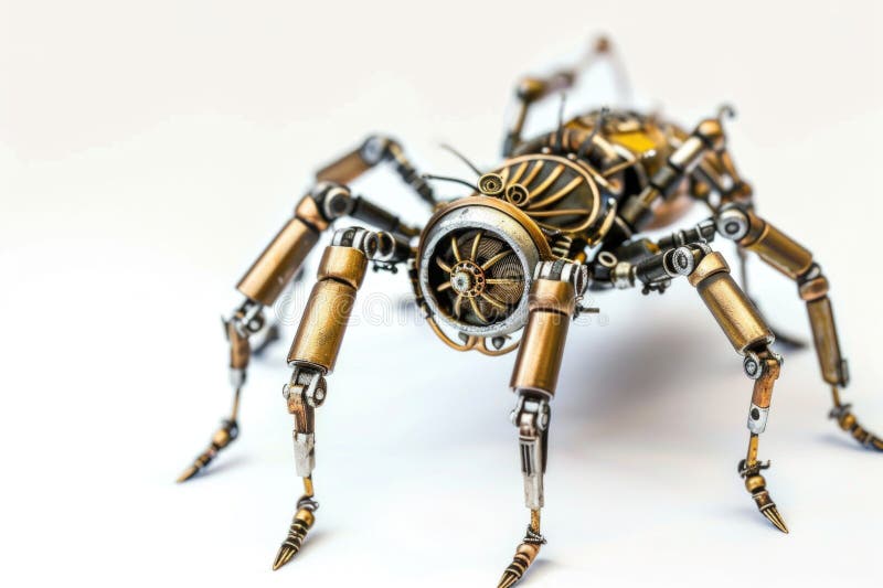 A Detailed View of a Spider-like Robot Made from Mechanical Components ...