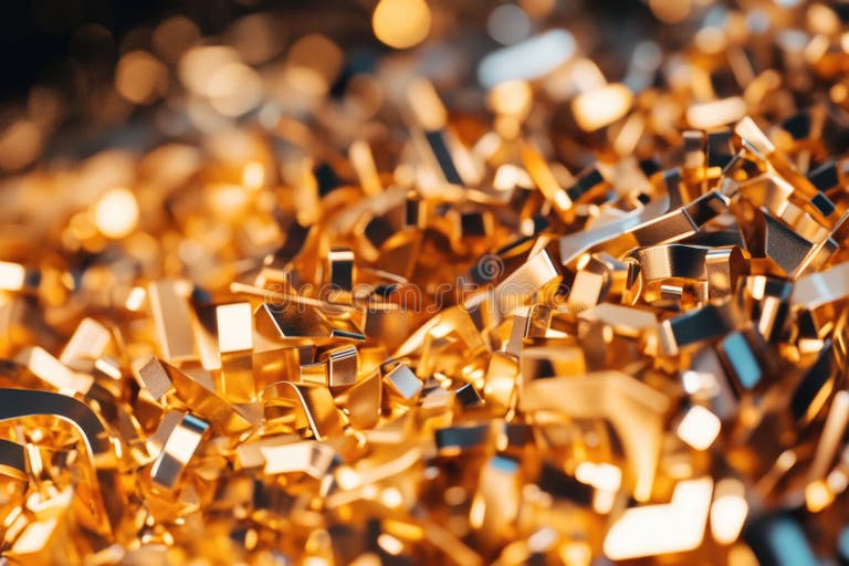 A Detailed View of a Stack of Shiny Gold Foil Sheets Stock Photo ...