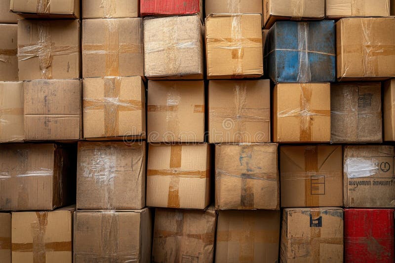 Warehouse Operations Stacked Cardboard Boxes in an Industrial Setting ...