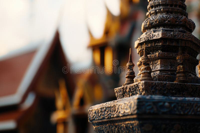 A Detailed View of a Statue with a City Building in the Background ...