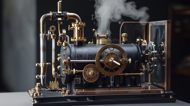 A Detailed View of a Steam Engine Model Stock Illustration ...