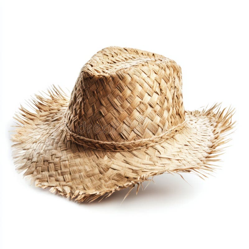 A Detailed View of a Straw Hat Featuring a Decorative String. Stock ...