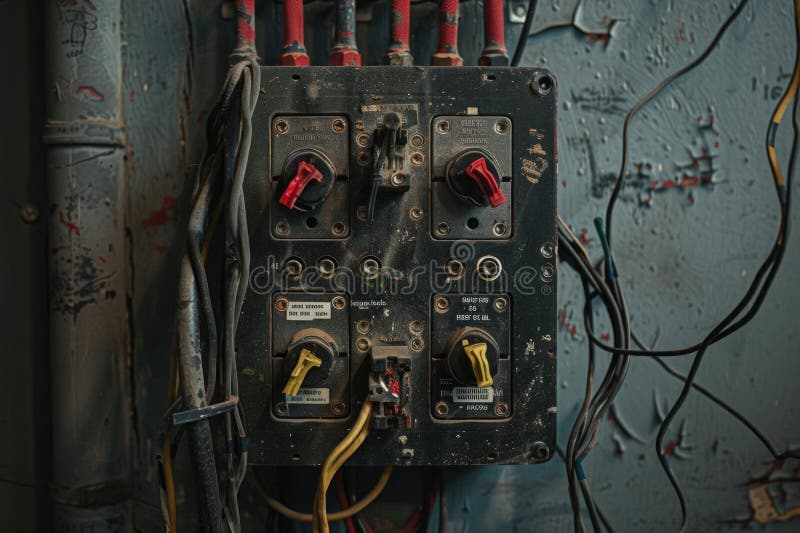 A Detailed View of a Switchboard with Various Wires and Components ...