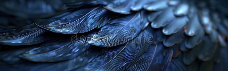 Detailed View of the Texture and Color of Navy Blue Bird Feathers Stock ...