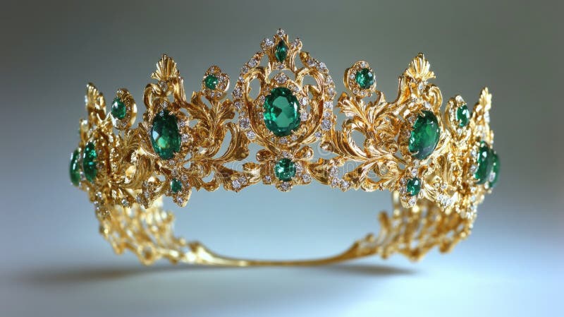 A Detailed View of a Tiara Adorned with Green Gemstones Stock Photo ...