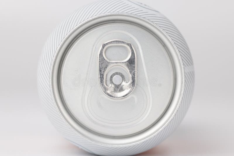 Detailed View of a Tilted Beer Canâ€™s Opening Centered on a White ...