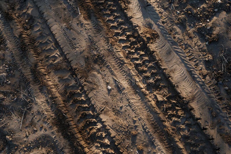 A Detailed View of a Tire Track Left in Compacted Dirt, Showing the ...