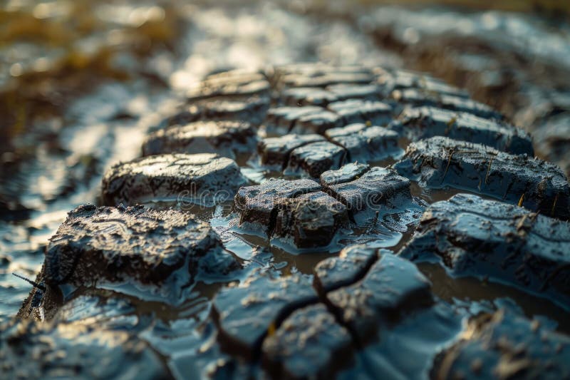Detailed View of Tire Tread Patterns on the Ground, Showcasing Texture ...
