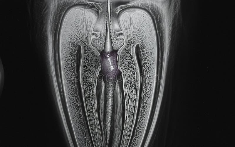 Detailed View of a Tooth with Intricate Root Structure Captured through ...