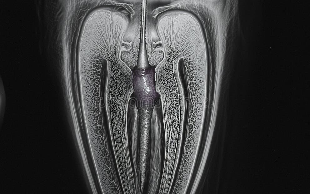 Detailed View of a Tooth with Intricate Root Structure Captured through ...