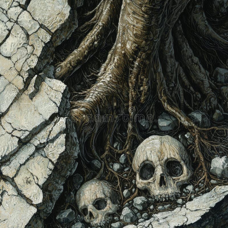 Detailed View of Tree Roots Wrapping Around Rock and Soil Stock Image ...