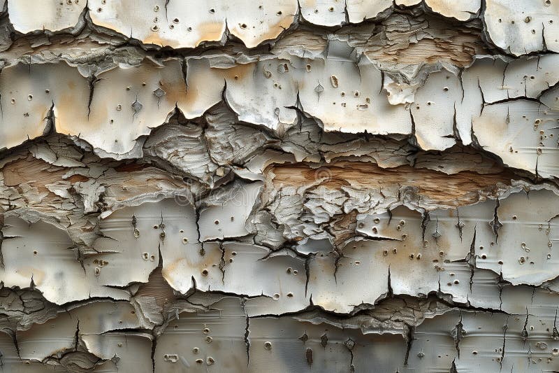 Detailed View of a Tree Trunk with Peeling Paint Revealing Textured ...