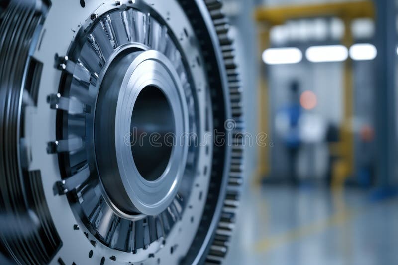 Close View of Advanced Turbine Component in a High-tech Manufacturing ...