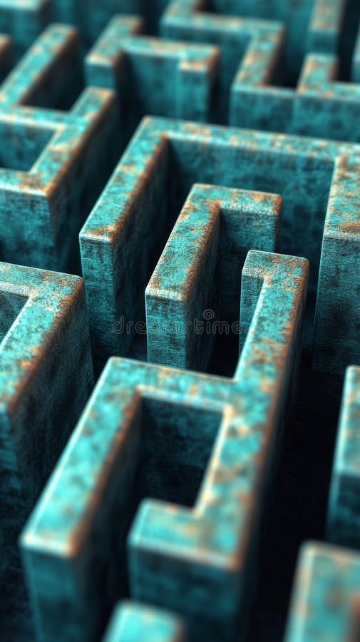 A Detailed View of a Turquoise Maze Showcases Its Complex Design, with ...