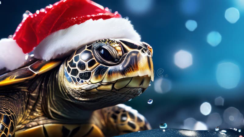 Detailed View of Turtle in Festive Hat Stock Illustration ...