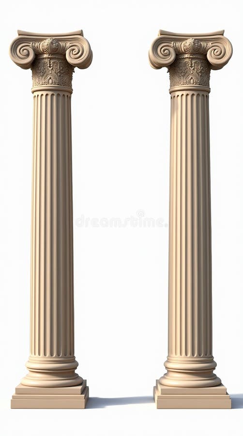 Classic Greek Columns Isolated on a White Background Stock Illustration ...
