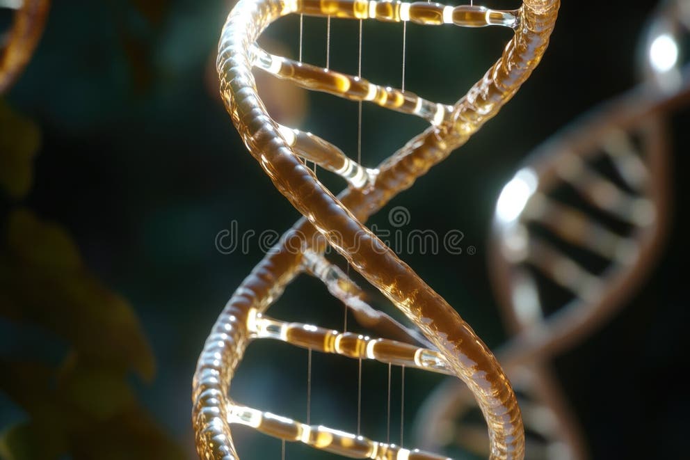 A Detailed View of Two Complementary Strands of DNA Twisted Together ...