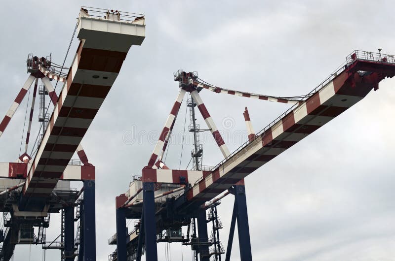 Detailed View Two Crane Bridges for Unloading or Loading Containers To ...