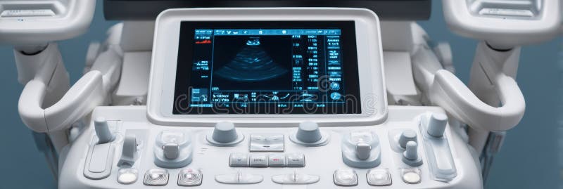 Detailed View of Ultrasound Machine Showing Fetal Imaging and Control ...