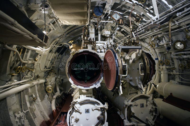 Detailed View of Valves and Pipes in Submarine Stock Photo - Image of ...