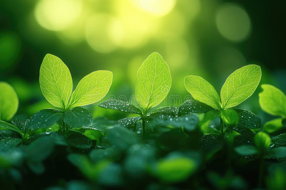 A Detailed View of Various Green Plants in a Compact Cluster Stock ...