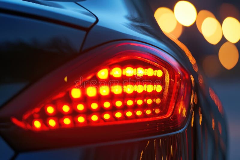 A Detailed View of a Vehicle S Rear Lights at Night Stock Image - Image ...