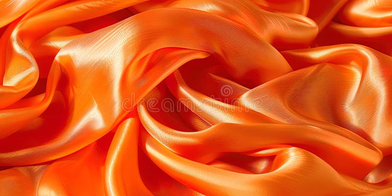 Detailed View of Vibrant Orange Satin Fabric Stock Illustration ...