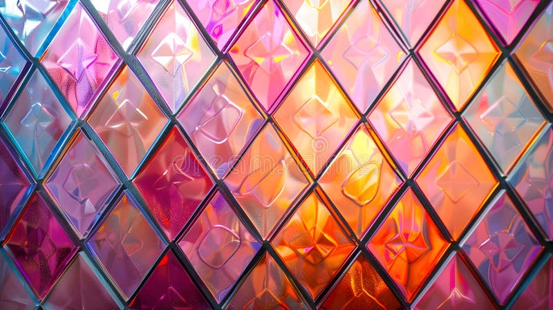 A Detailed View of a Vibrant Rhombus Glass Window, Capturing the ...
