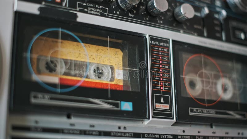 Vintage Cassette Player Close Up Stock Video - Video of playback, music ...