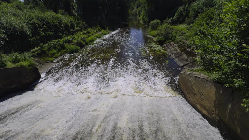 Water Flow Over Dam into River Stock Footage - Video of fresh, greenery ...
