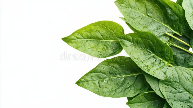 Detailed View of Water Spinach Leaves Isolated on White Offering Ample ...