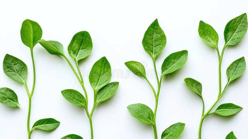 Detailed View of Water Spinach Leaves Isolated on White Offering Ample ...