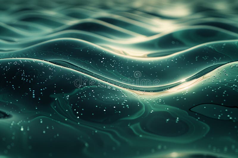 Detailed View of Water Surface Covered with Bubbles, Reflecting ...