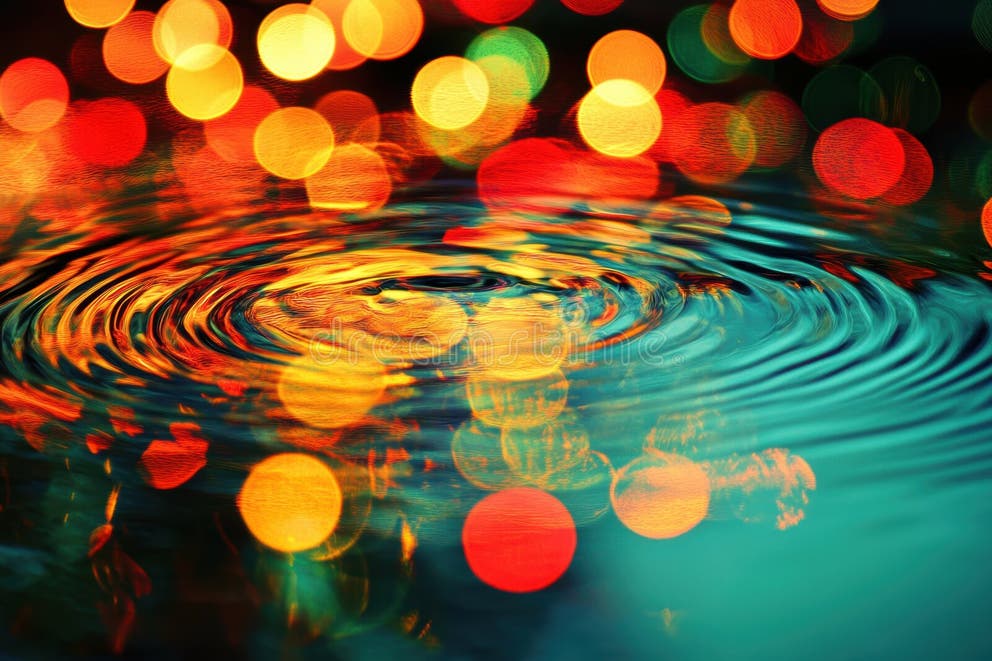 A Detailed View of Water Surface Showcasing a Single Circular Ripple ...